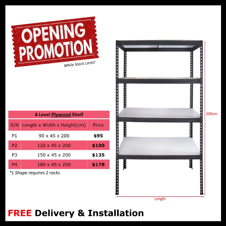 Black Metal Boltless Storage Rack for BTO HDB Bombshelter Storeroom ...