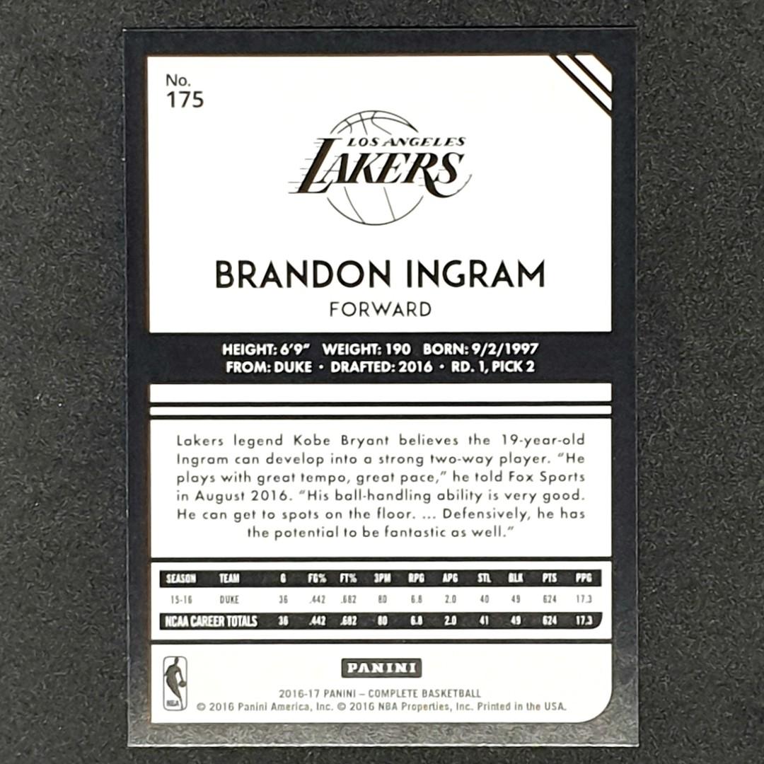 Brandon Ingram Panini Complete 2016-17 RC Base NBA Cards, Hobbies ...