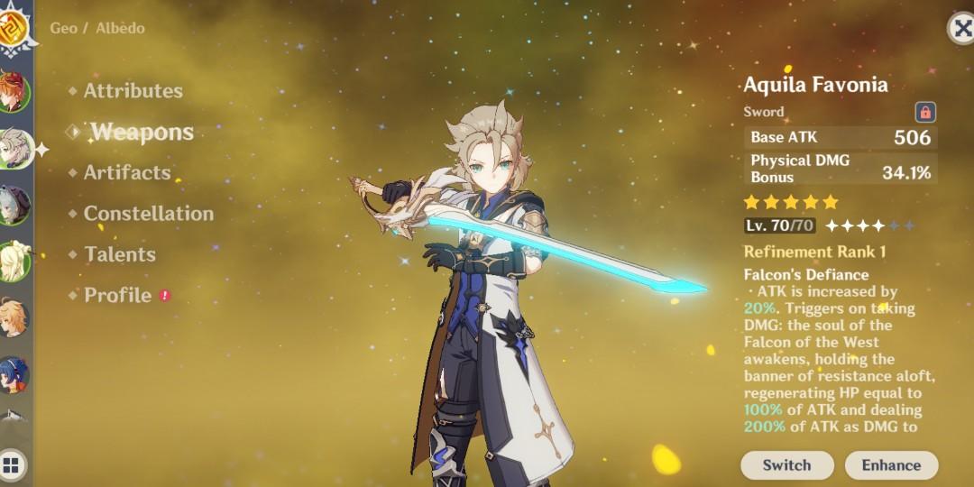 Childe/Tartaglia + Albedo + Amos Bow + Aquila Favonia + Wolf's ...