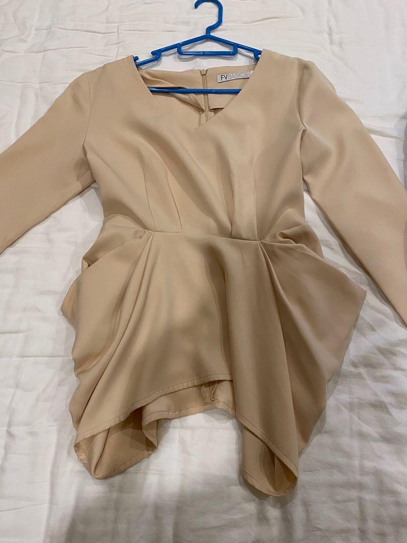 FV Basic Peplum Top in Nude, Women's Fashion, Tops, Blouses on Carousell