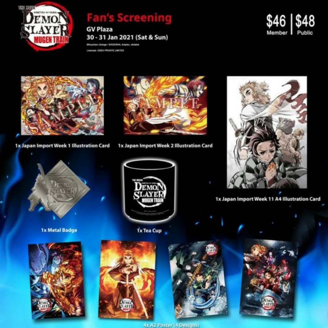 Movie Ticket Japan Import Fan Screening Demon Slayer Kimetsu no Yaiba ...