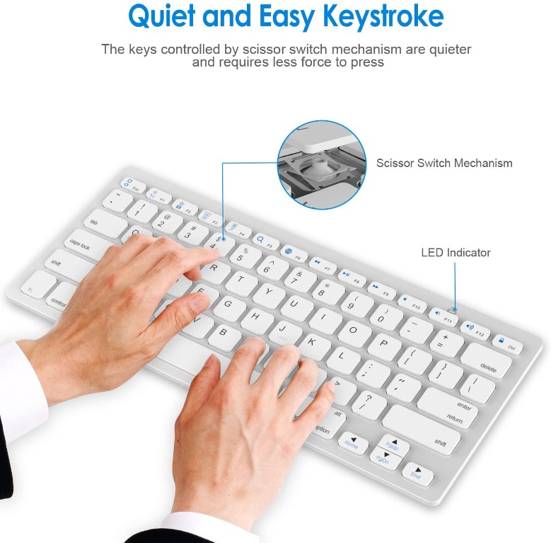 JETech 2156 Universal Bluetooth Wireless Keyboard, White(No Packaging ...