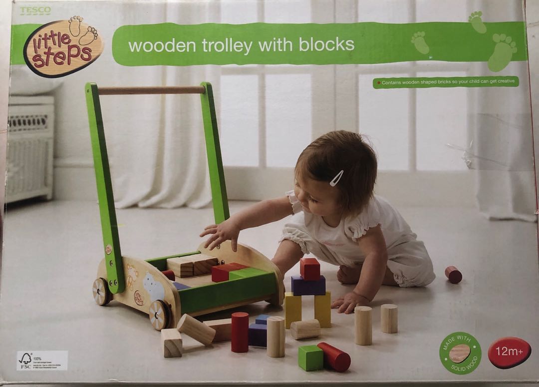 New wooden trolley/walker with blocks, Babies & Kids, Baby Nursery ...