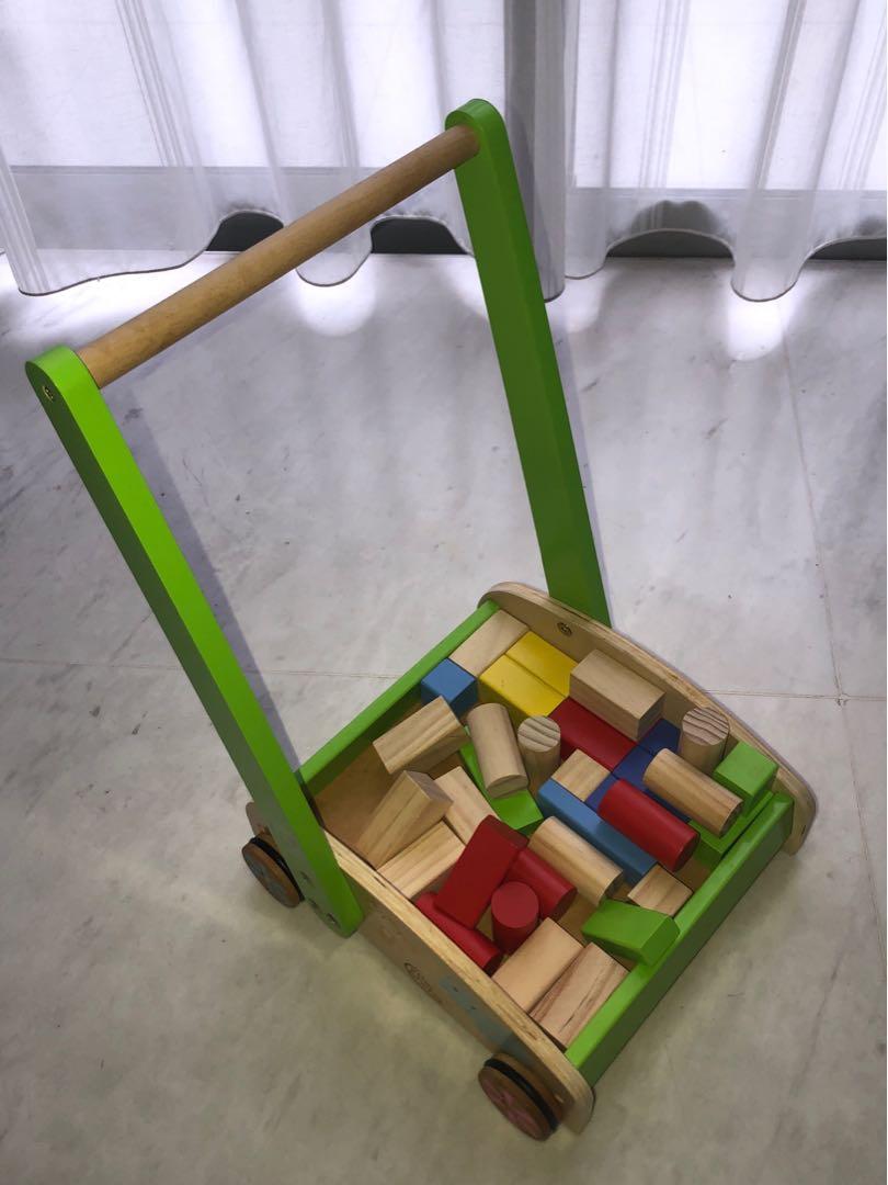 New wooden trolley/walker with blocks, Babies & Kids, Baby Nursery ...