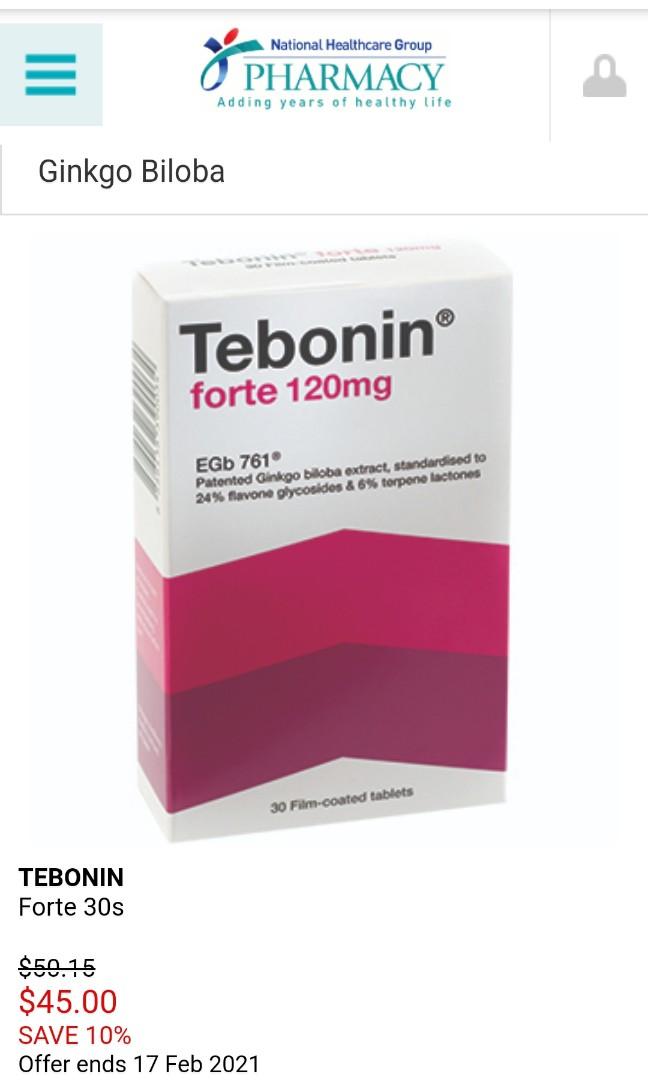 Gingko Biloba Tebonin® Forte 120mg, Health & Nutrition, Medical ...