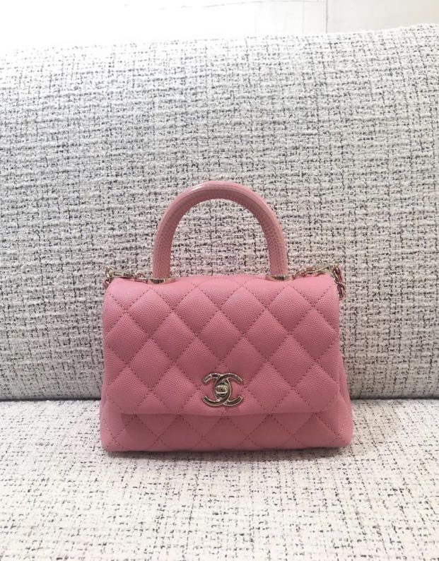 Chanel coco handle mini pink color, 名牌, 手袋及銀包 - Carousell