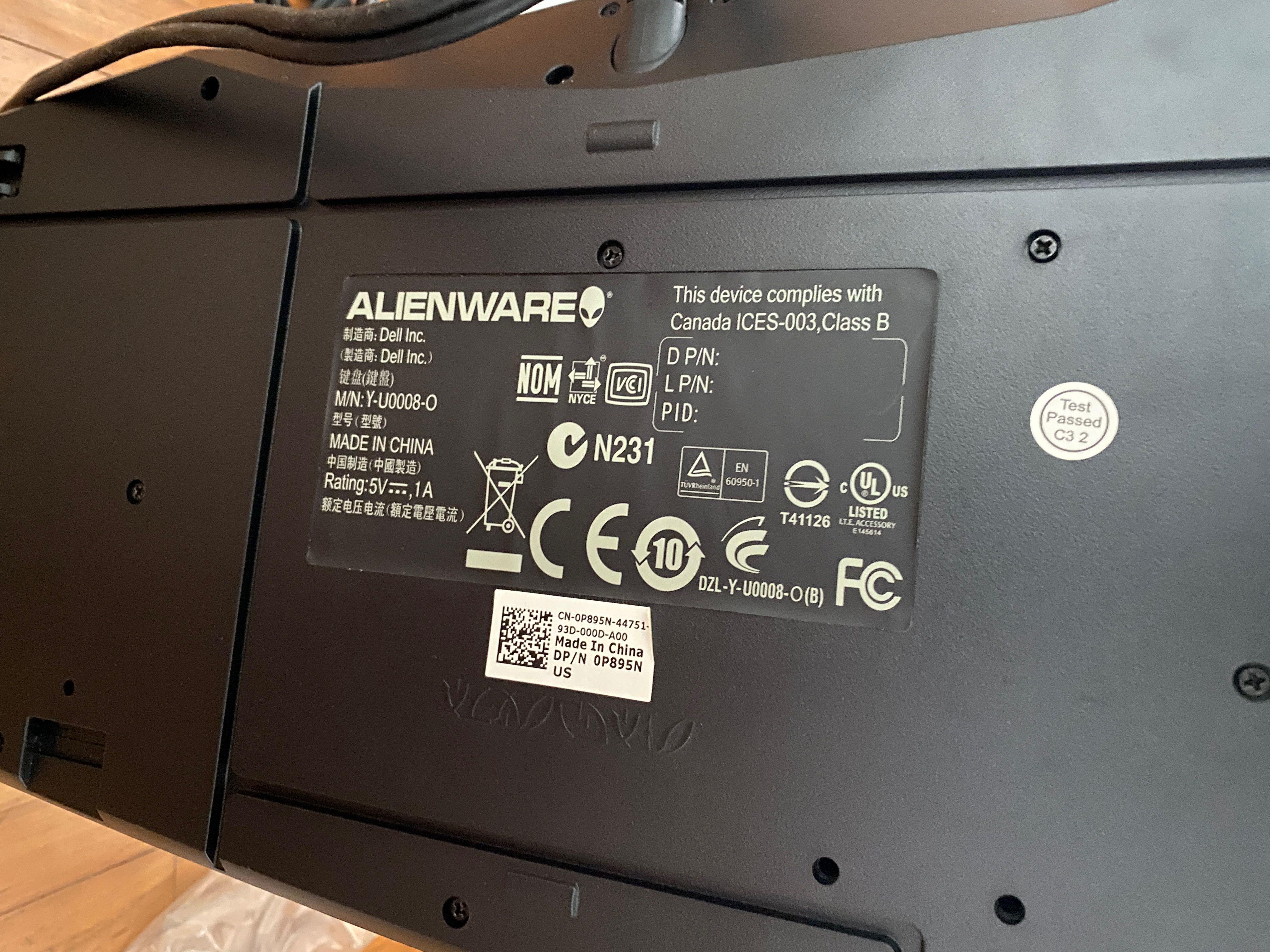 Dell Alienware Keyboard + wrist rest, Computers & Tech, Parts ...