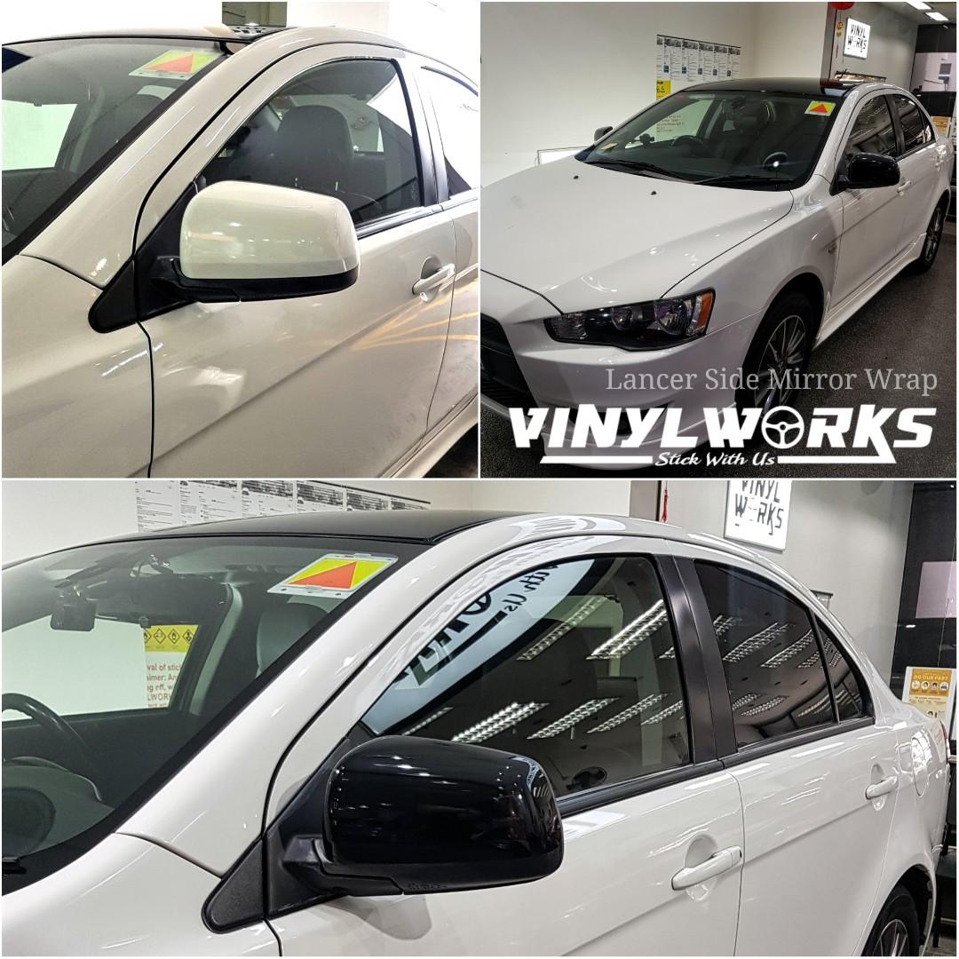 Mitsubishi Lancer Side Mirror Wrap Gloss Black Vinyl Sticker, Car ...