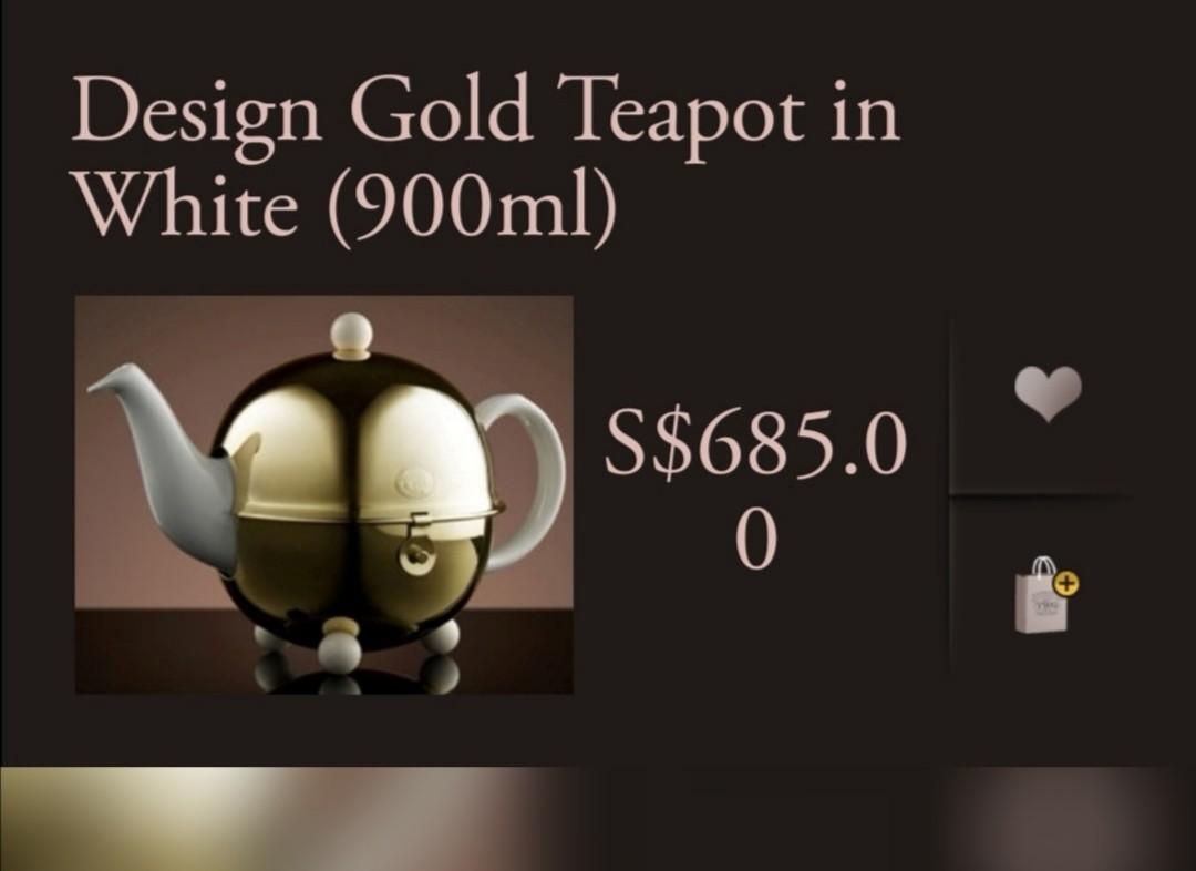 Twg teapot in white and gold 900ml, Furniture & Home Living, Home Decor ...