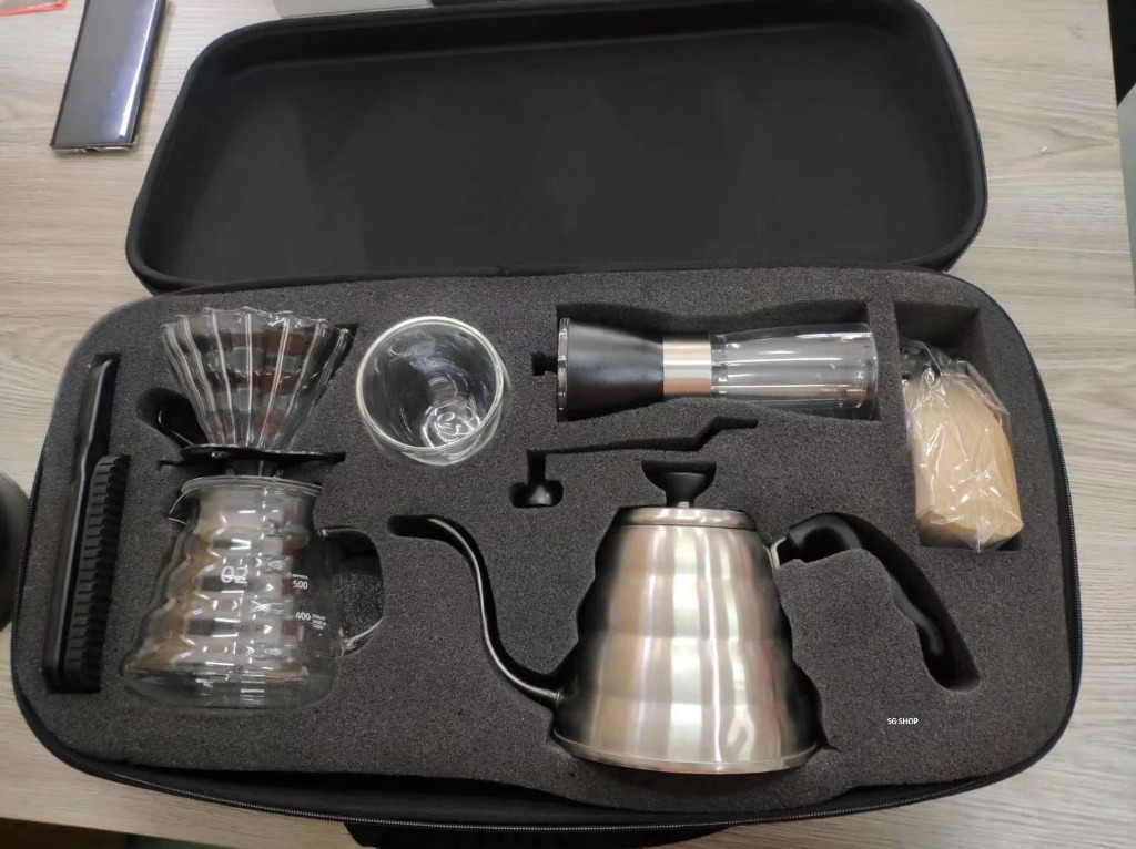 V60 Coffee Dripper 8 in 1 Gift Set Pour Over Coffee Maker with Portable Travel Bag, Coffee ...
