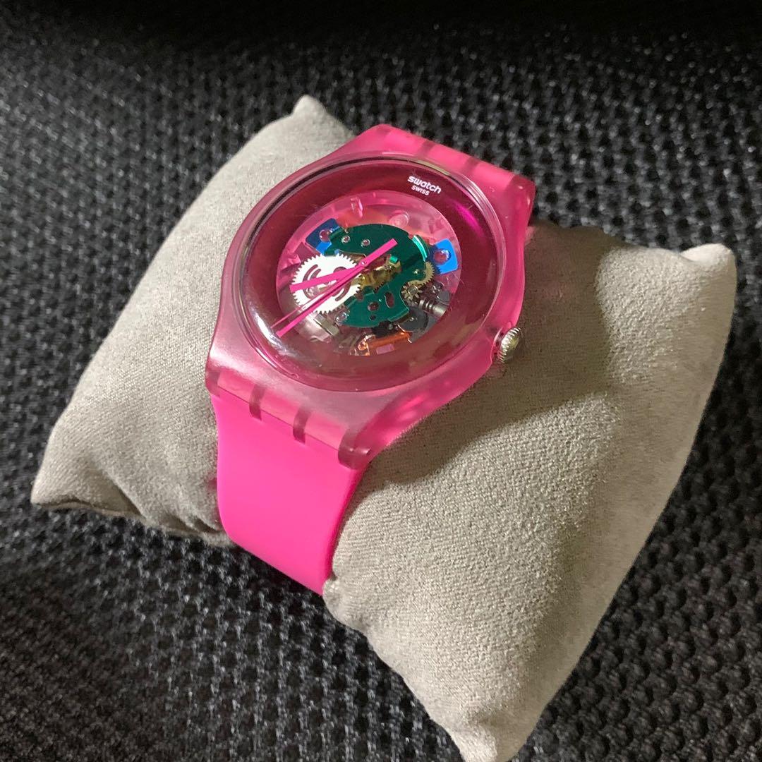 [AUTHENTIC] Swatch Watch w/ See-Through (Transparent) Dial - Hot Pink ...