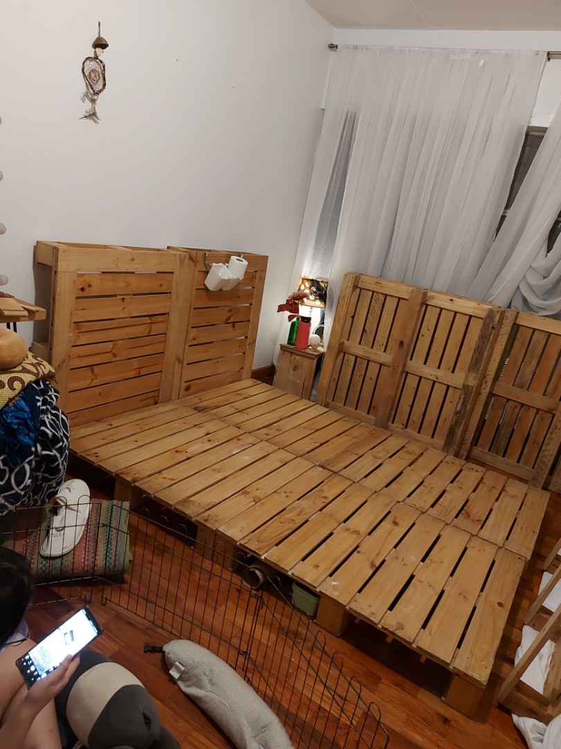 Bed/sofa crates queen size with headboard, Furniture & Home Living ...