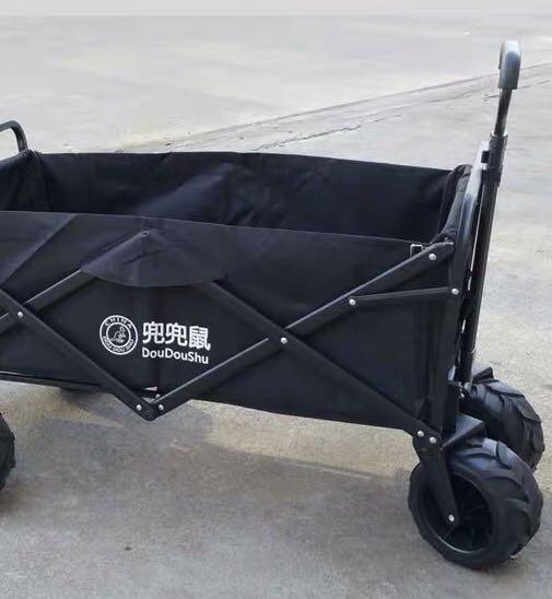 Black Foldable Wagon Trolley w New Wide Wheel Base Design, Carry 85Kg ...