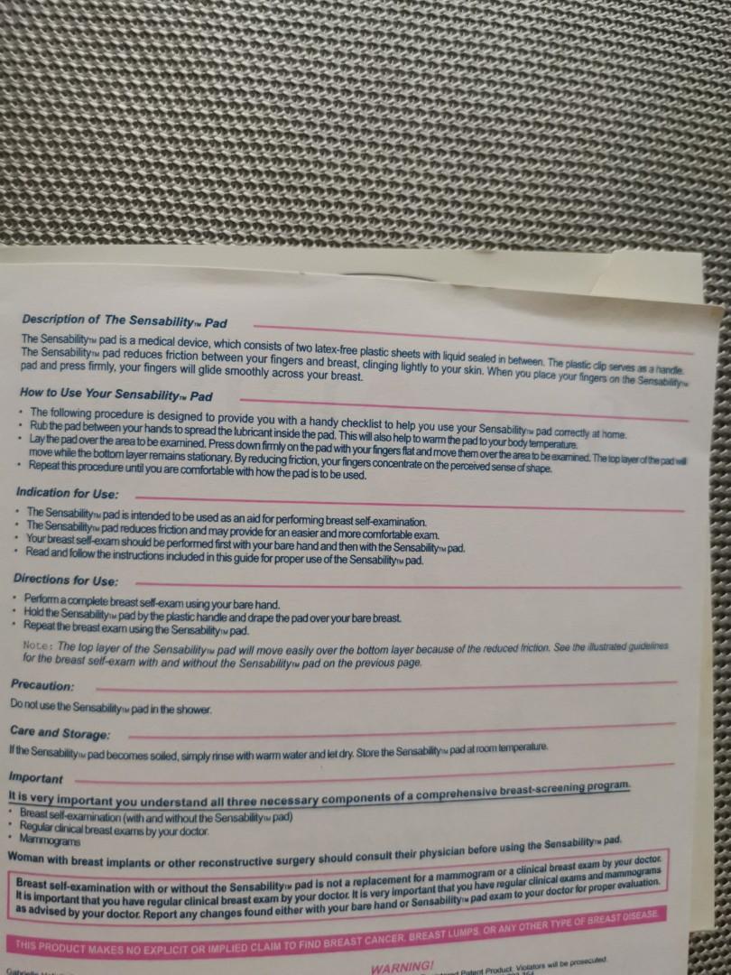 Breast examination aid kit, Health & Nutrition, Health Supplements ...