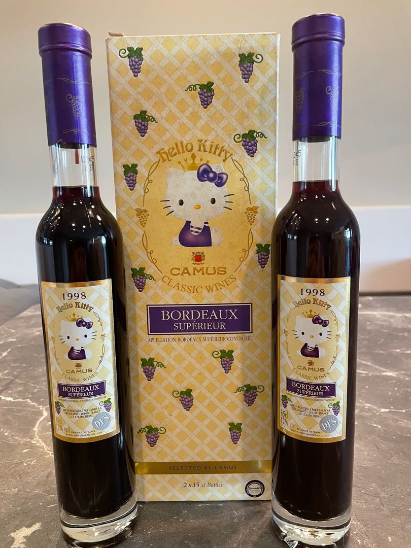 Camus Hello kitty wine set, Food & Drinks, Alcoholic Beverages on Carousell