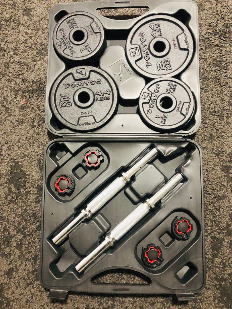 Domyos 20 kg weights set (with box, MINT condition), Sports Equipment ...
