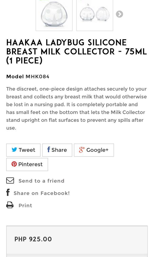 Haaka Ladybug Breastmilk Collector x 2, Babies & Kids, Nursing ...