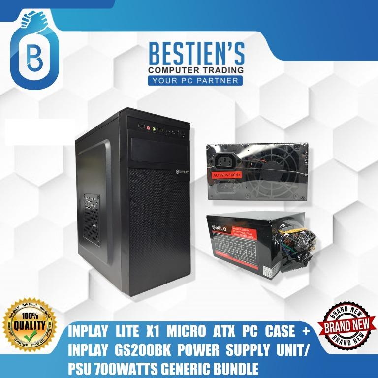 INPLAY LITE X1 MICRO ATX PC CASE + INPLAY GS200BK POWER SUPPLY UNIT ...