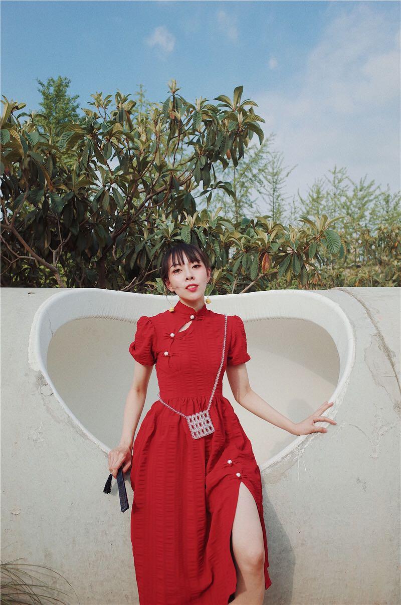 ‼️PO‼️ - Premium Red Cheong Sam Dress, Women's Fashion, Muslimah ...