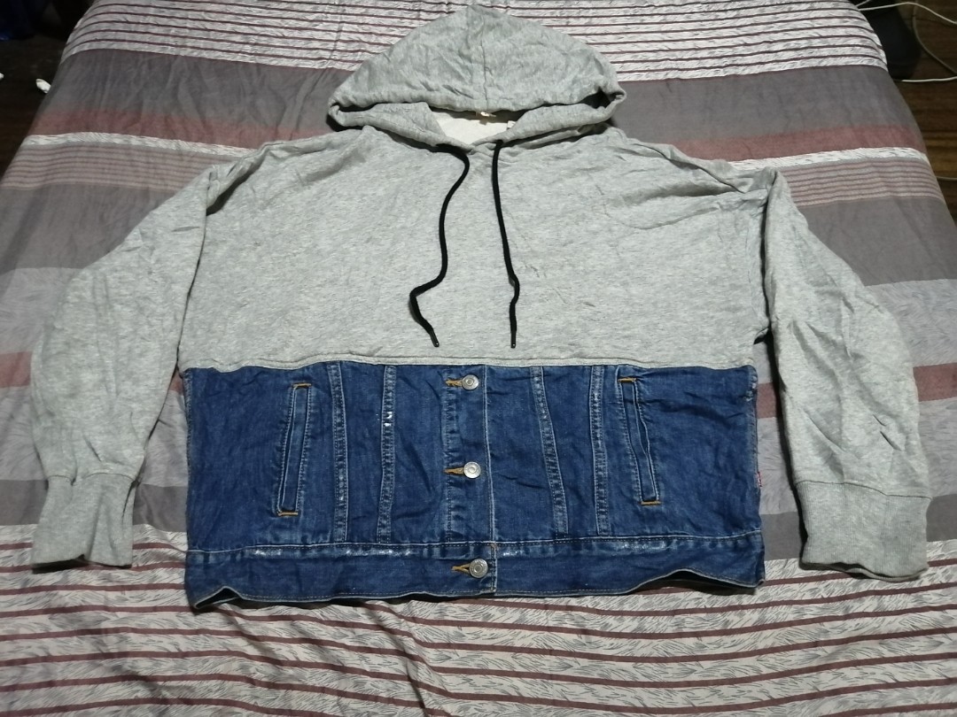 Rare Womens Levis Oversized Half Hoodie Half Denim Jacket, Women's ...