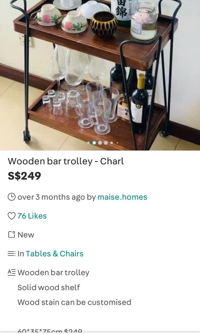 Timber Bar Trolley, Furniture & Home Living, Furniture, Other Home ...