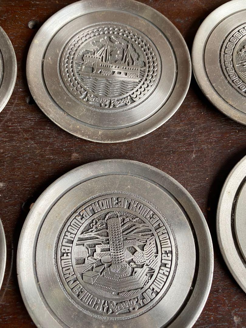 Vintage Pewter Coasters Set Penang Landmarks., Hobbies & Toys ...