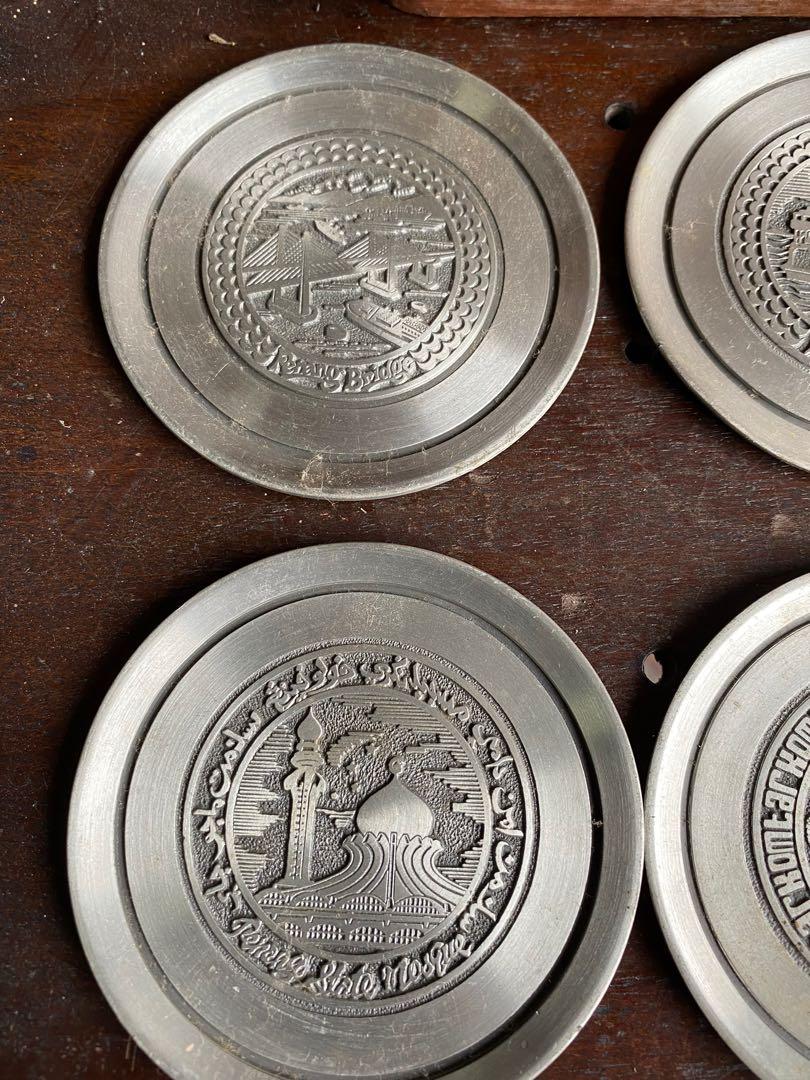 Vintage Pewter Coasters Set Penang Landmarks., Hobbies & Toys ...