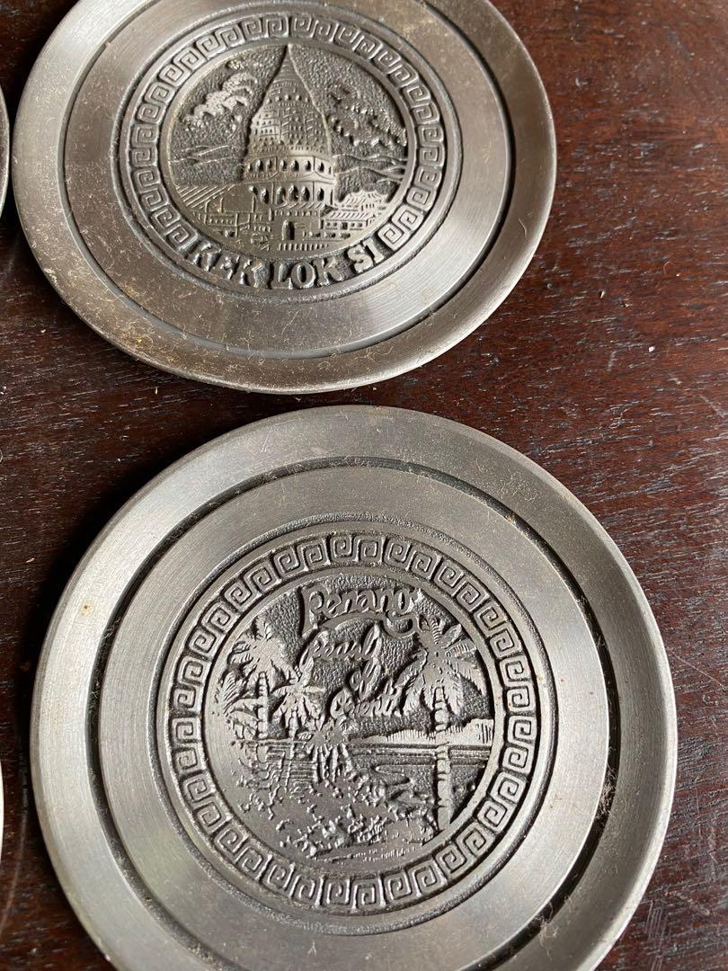 Vintage Pewter Coasters Set Penang Landmarks., Hobbies & Toys ...