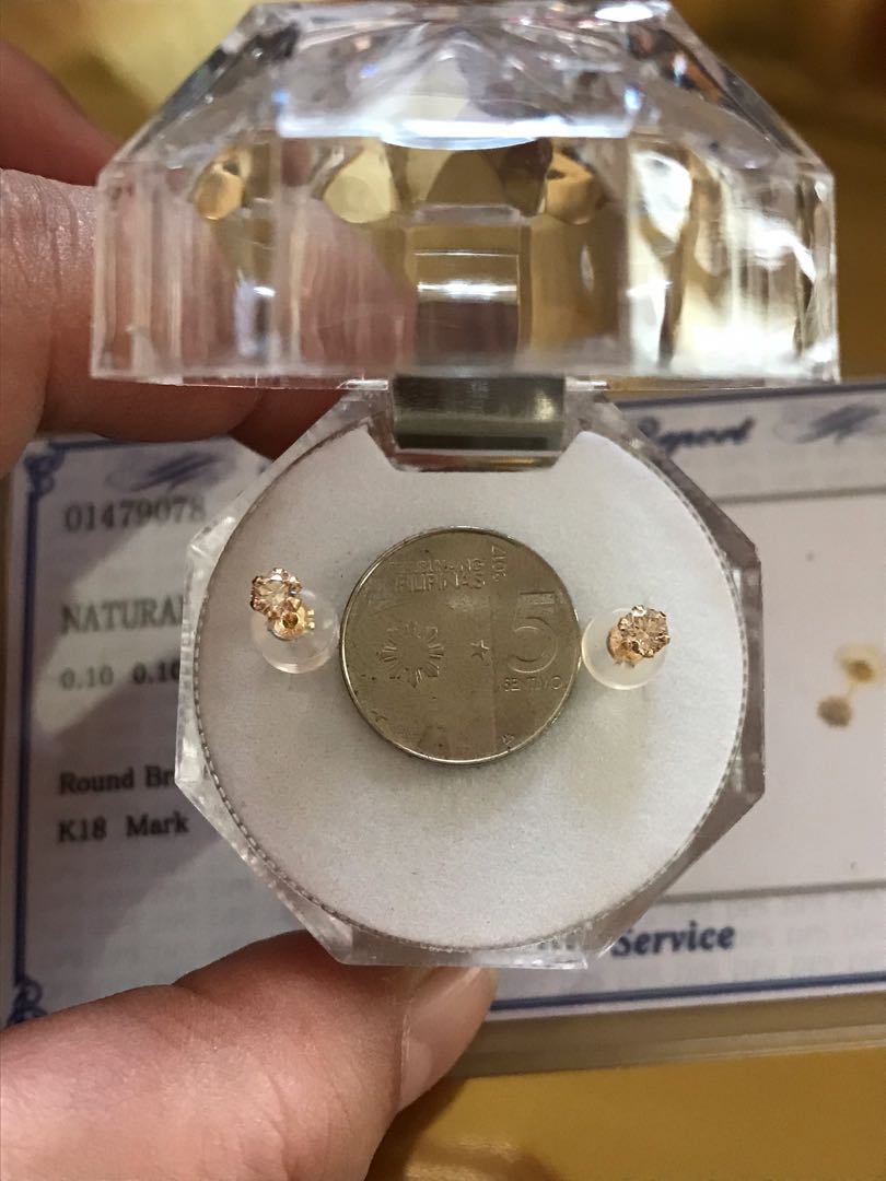 20 Pointer Diamond Stud Earrings in 18K Yellow Gold, Women's Fashion ...