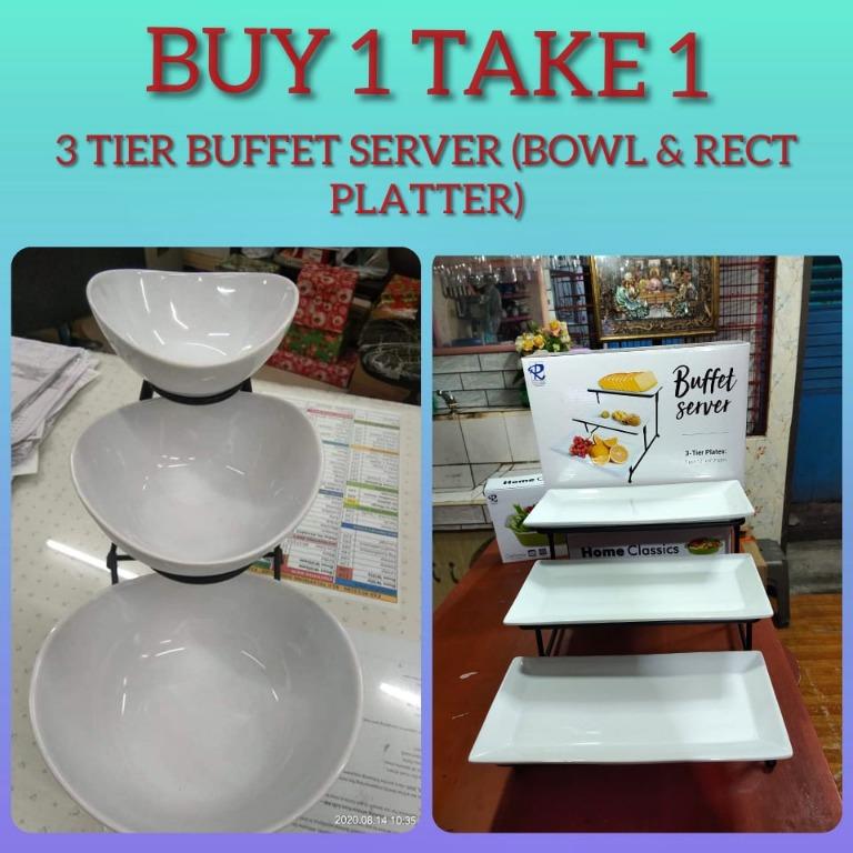3-TIER BUFFET SERVER BOWL 3-TIER RECTANGLE PLATTER 1 x 5" bowl 1 x 6 ...