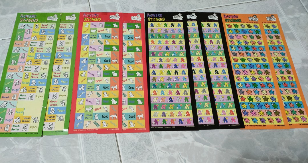 9 strips of reward square stickers (essential for teachers or parents ...