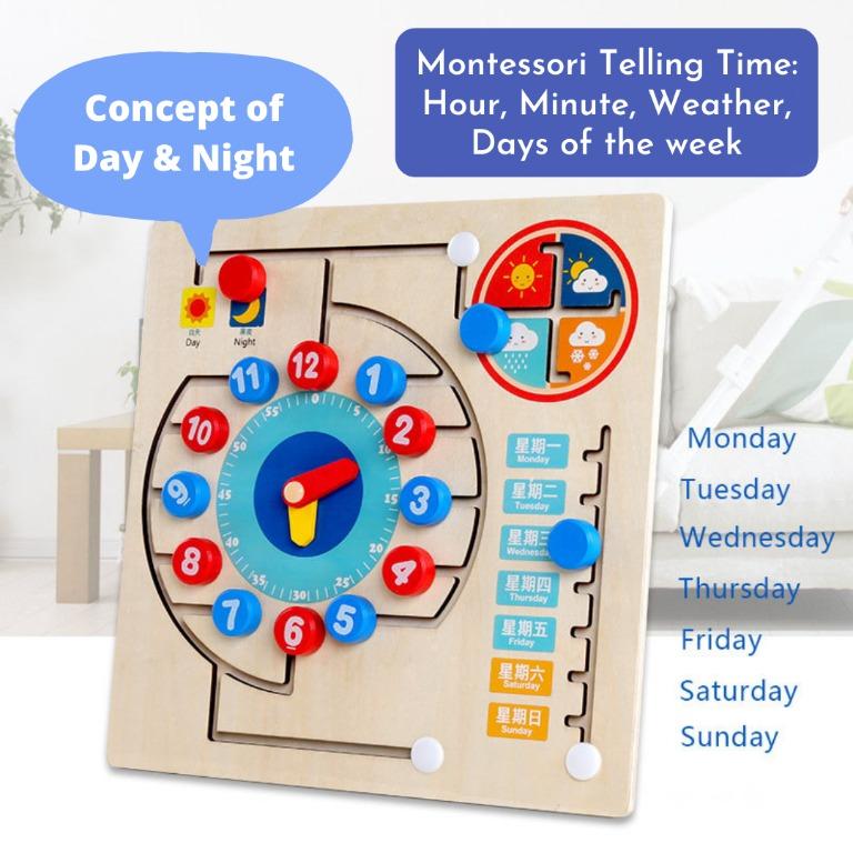 Montessori Clock Telling Time Activity Busy Board Multifunctional ...