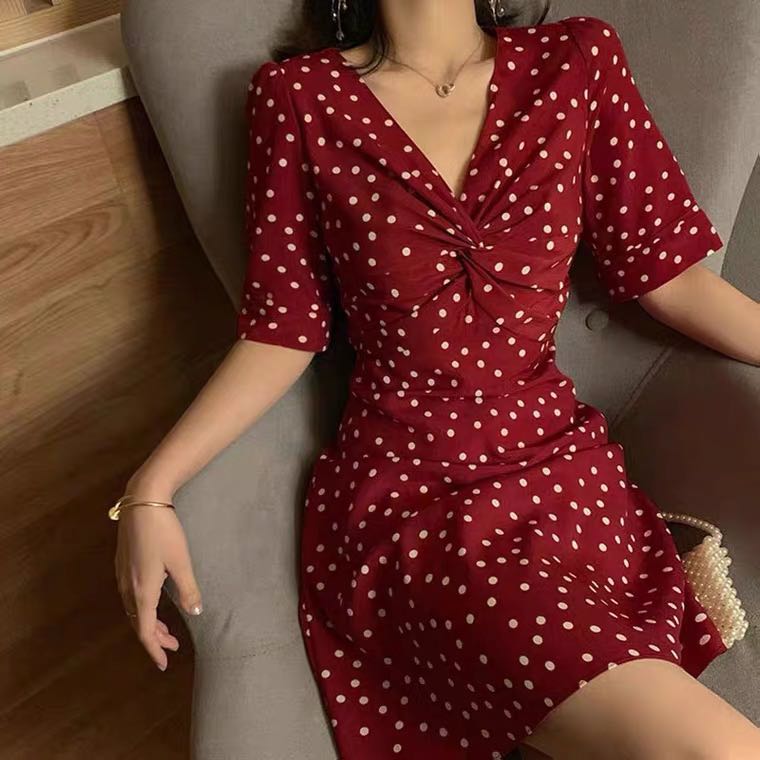 Red Spots Dress, Women's Fashion, Dresses & Sets, Dresses on Carousell