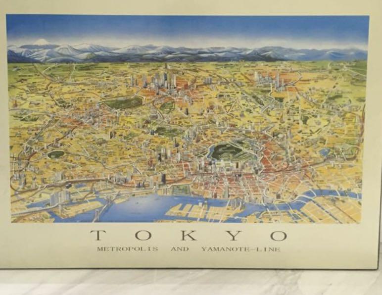 Tokyo Map With Wood Frame, Furniture & Home Living, Home Decor, Frames ...