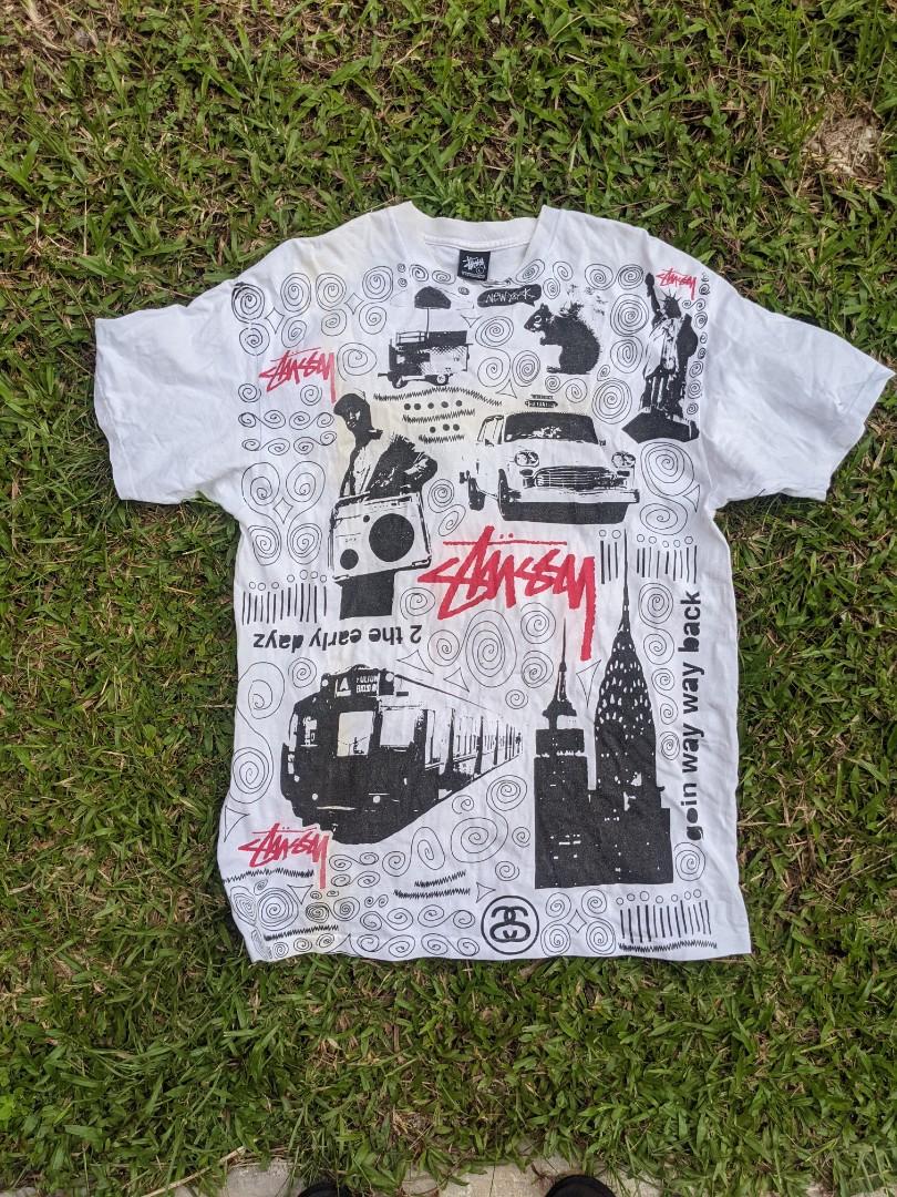 Vintage Stussy 90's Full Print Logo, Men's Fashion, Tops Sets, Tshirts Polo Shirts On Carousell ...
