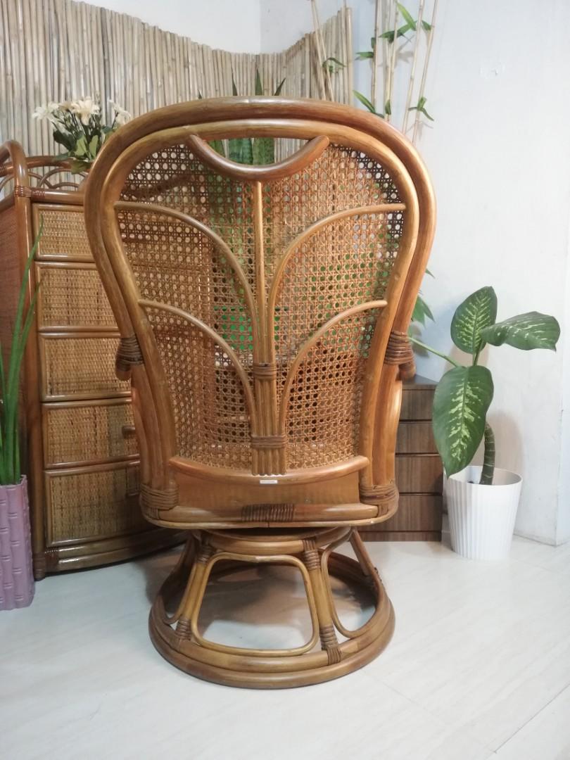 Gorgeous vintage solihiya rattan swivel chair/ accent chair, Furniture ...