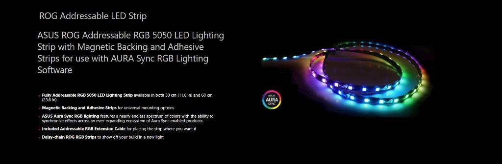 Asus ROG Addressable LED Strip with magnetic backing and Aura Sync RGB ...