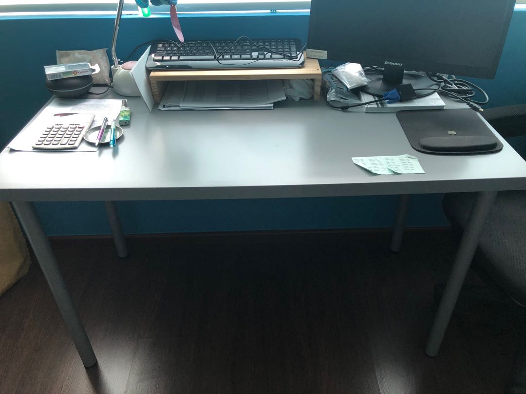 IKEA Grey Study Table, Furniture & Home Living, Furniture, Tables ...