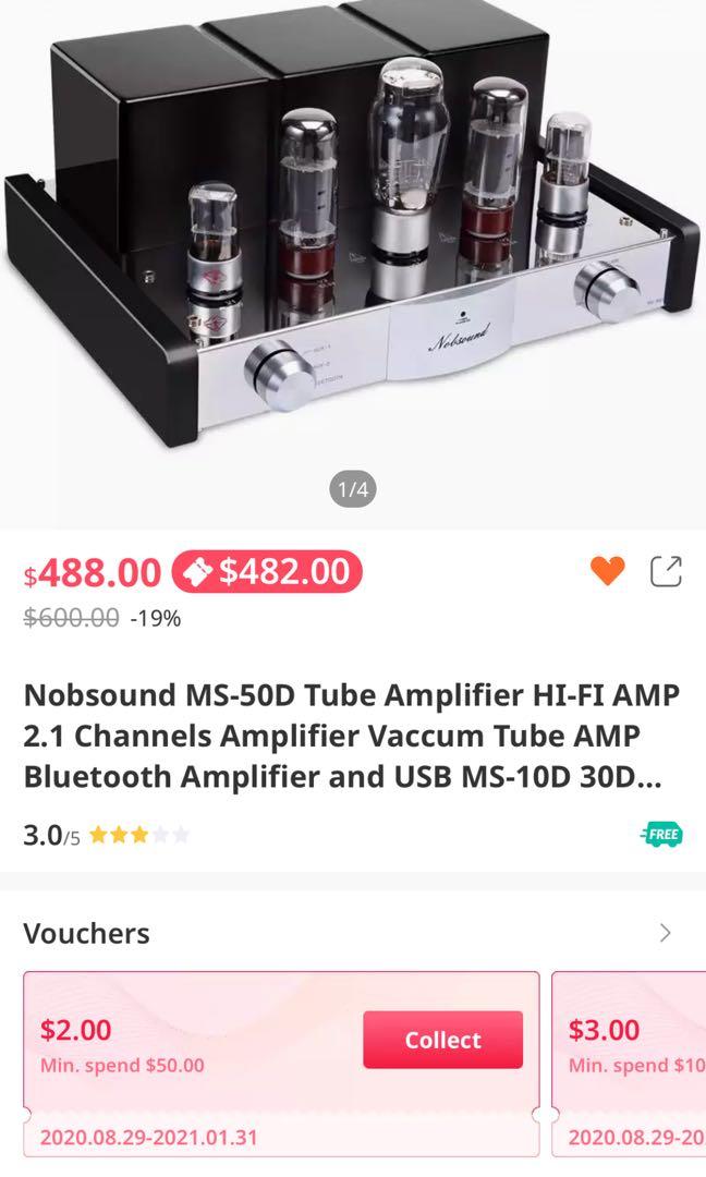 Nobsound Tube Amplifier with Bluetooth, Electronics, Audio on Carousell