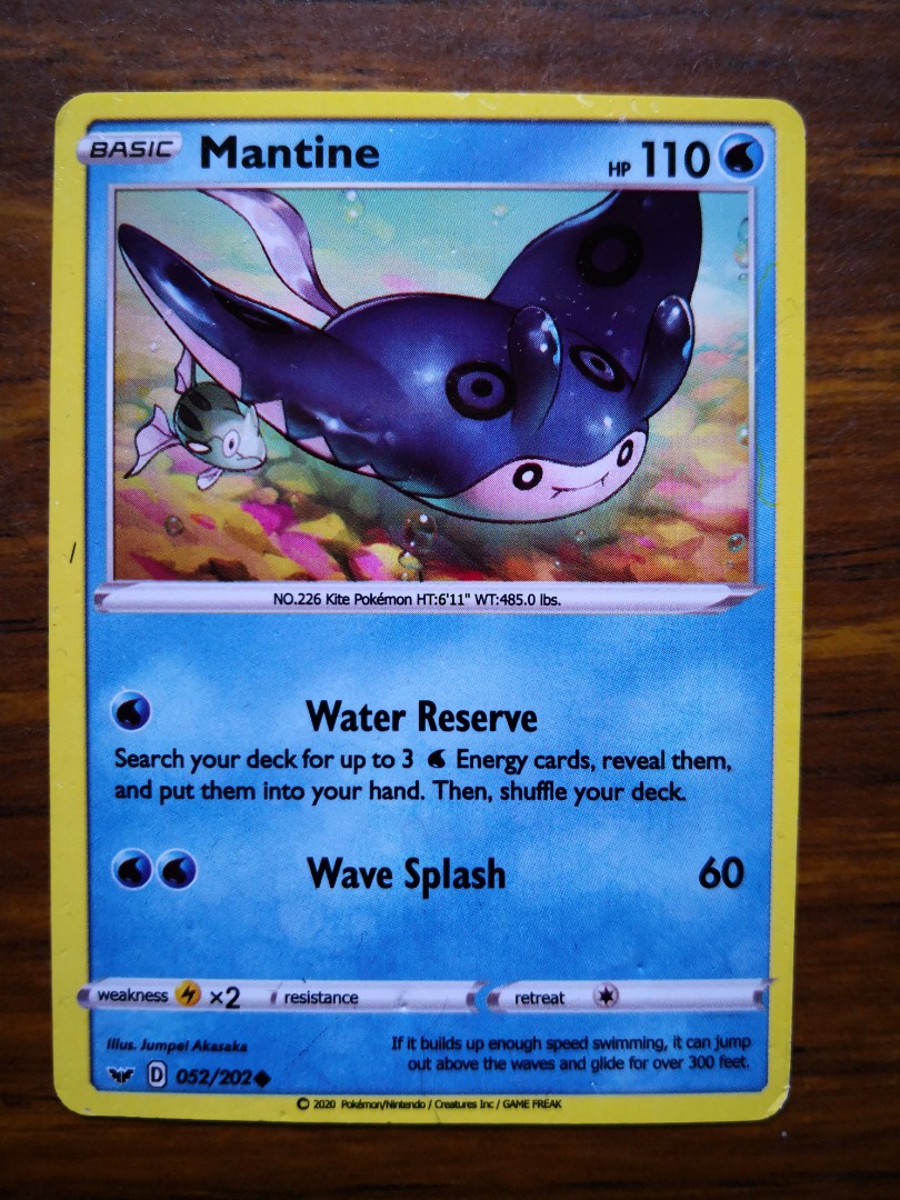 Pokemon Card mantine, Hobbies & Toys, Toys & Games on Carousell