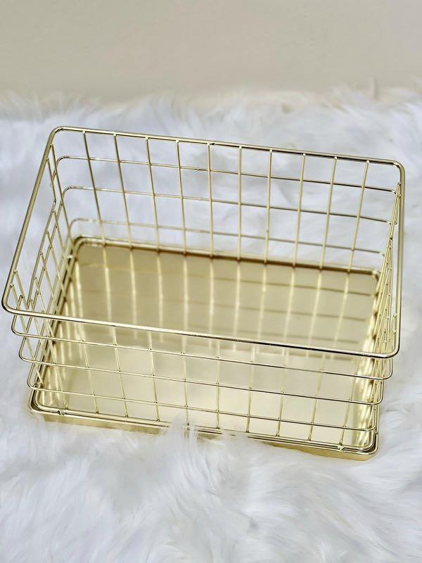 Premium Gold Storage Basket, Women's Fashion, Jewelry & Organisers ...