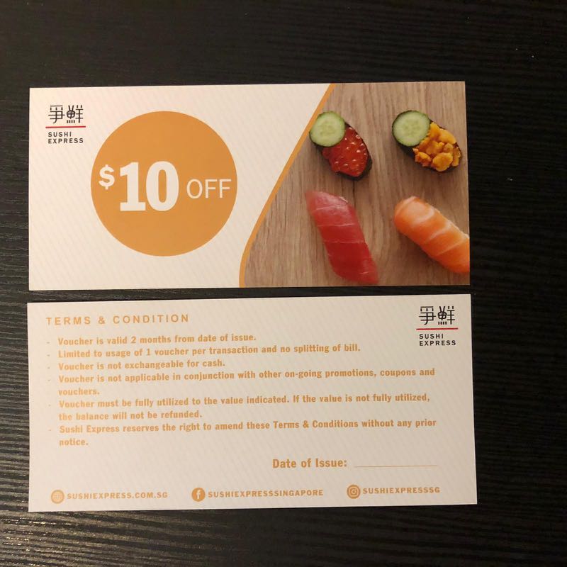 Sushi Express Voucher, Food & Drinks, Local F&Bs, Japanese on Carousell