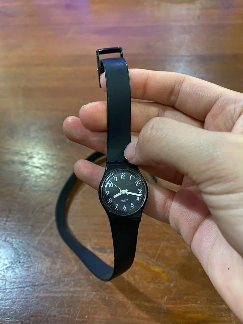 Swatch Long Double Strap Black Watch, Women's Fashion, Watches ...