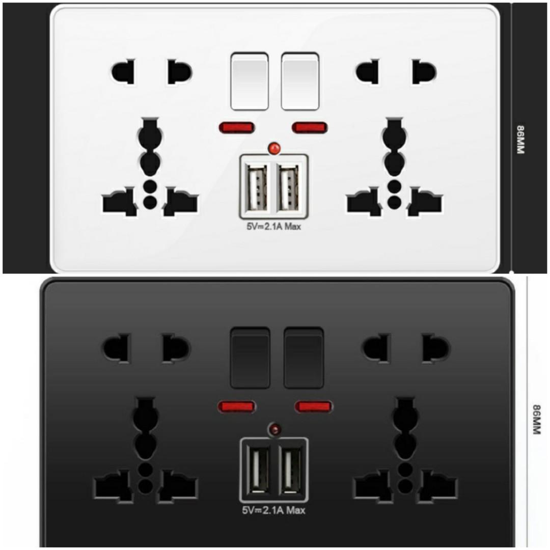 Universal Wall Socket with USB ports (double / 146 type) mininalist ...