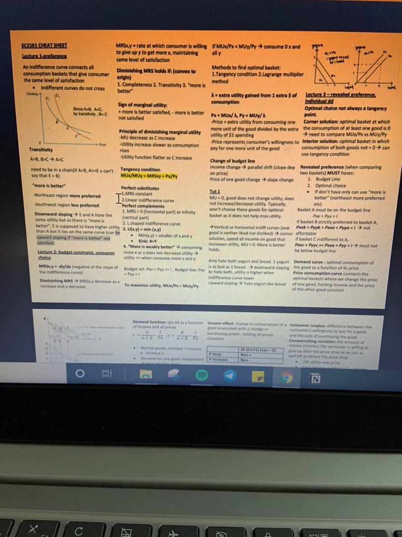 AY 20/21 Sem 1 EC2101 Notes, PYP, cheatsheet, textbook, instruction ...