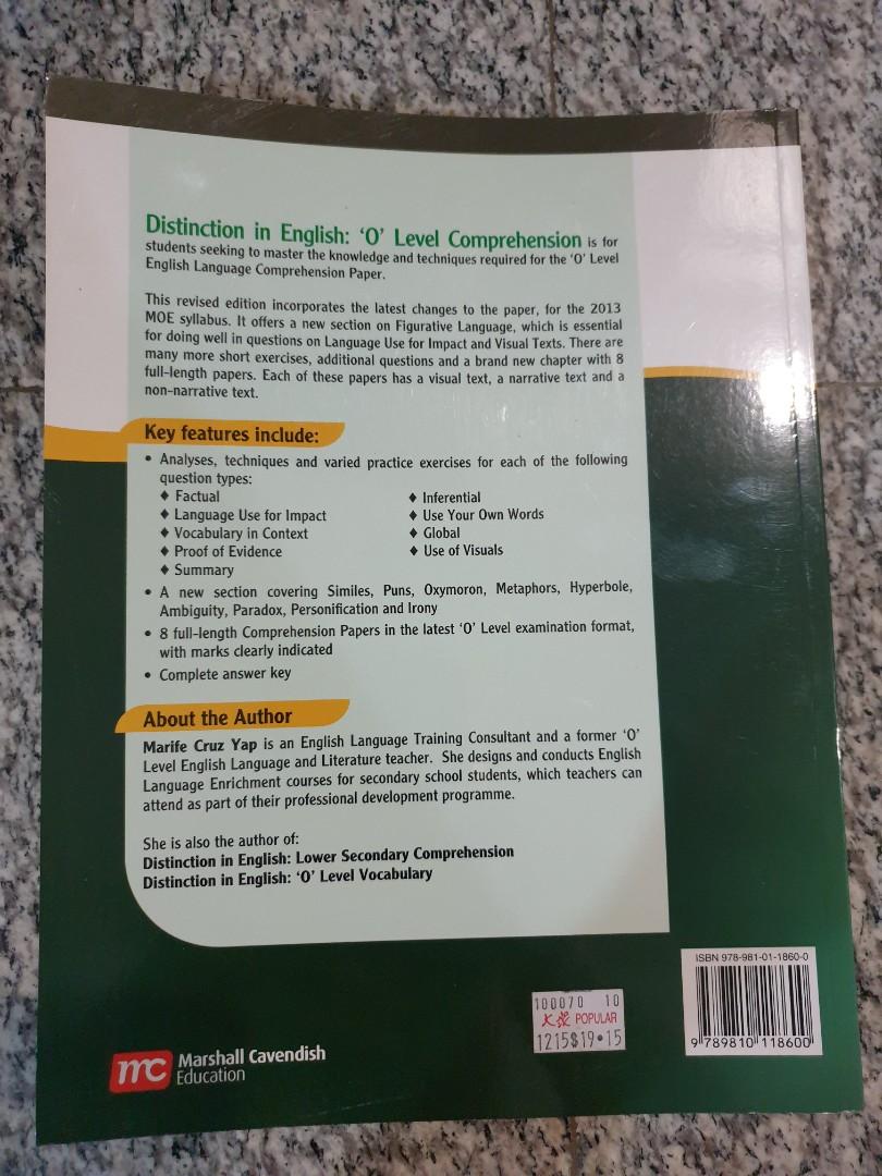 Distinction in English - O Level Comprehension, Hobbies & Toys, Books ...
