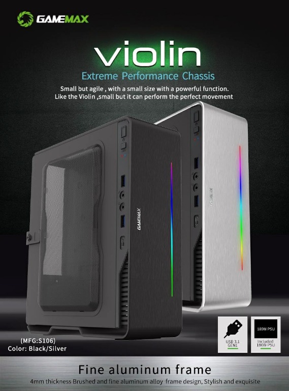 FREE DELIVERY | GAMEMAX VIOLIN ITX PC CHASSIS COMPONENT CASING ...