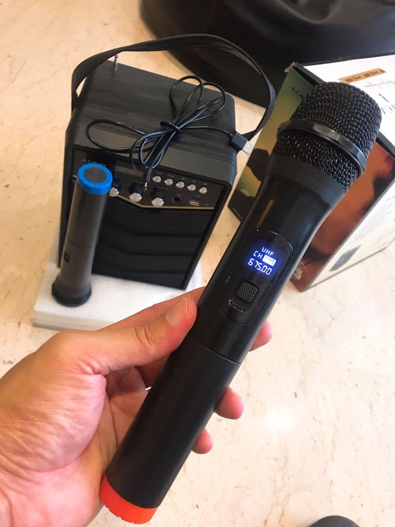 Karaoke Boombox with 2 Wireless Mic, Audio, Microphones on Carousell