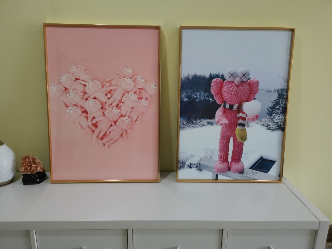 Kaws Art Gold Wall Frame, Furniture, Home Decor, Others on Carousell