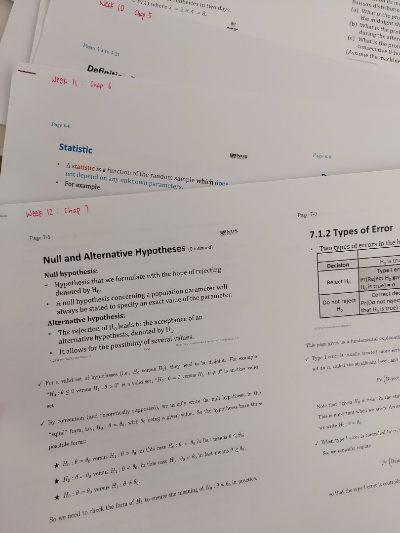 NUS ST2334 Materials (Lecture Notes / Complementary Notes/Tutorials ...